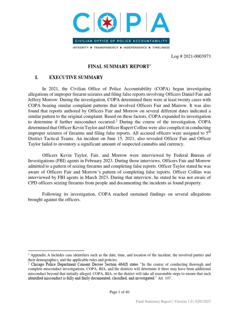 Calumet District COPA Report | PDF | Terry Stop | Chicago Police Department