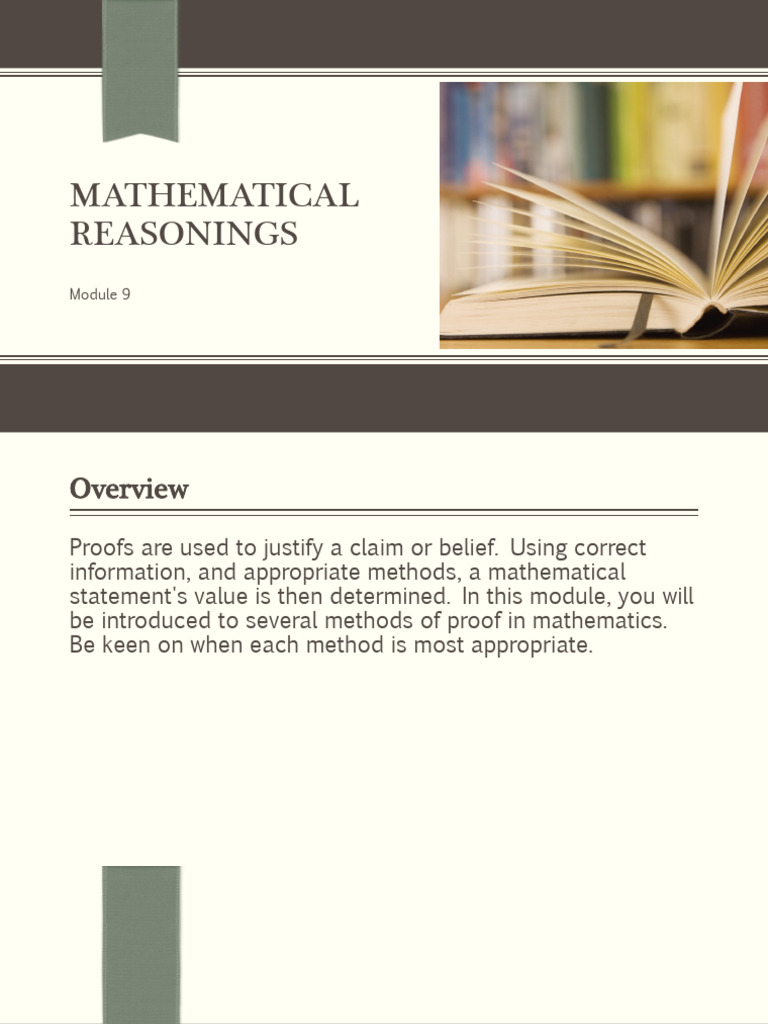 MODULE 9 Math Reasoning | PDF | Mathematical Proof | Deductive Reasoning
