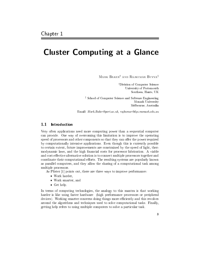 Lecture3 Cluster Computing Baker 2 | PDF | Computer Cluster | Process (Computing)