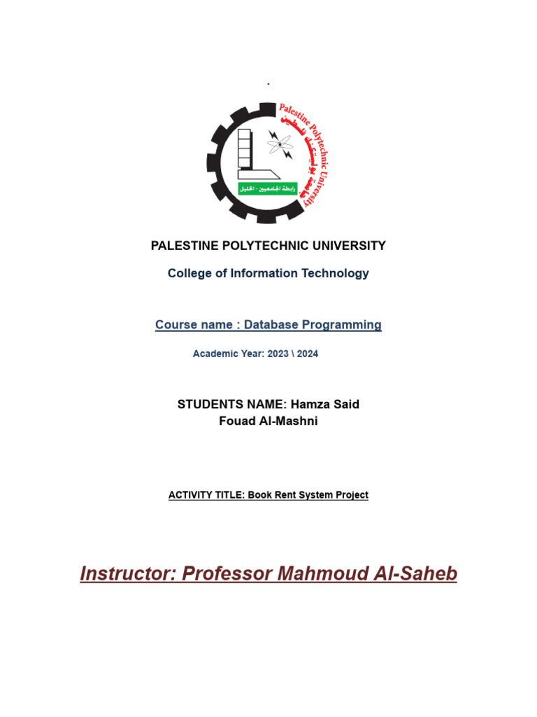 Database Programming Project Final | PDF | Software Design | Computer ... Database Programming Project Final | PDF | Software Design | Computer ...