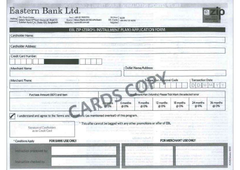 Ebl Bank Emi Form | PDF