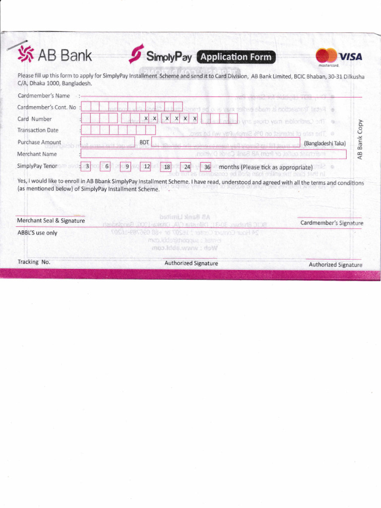AB Bank EMI Form | PDF