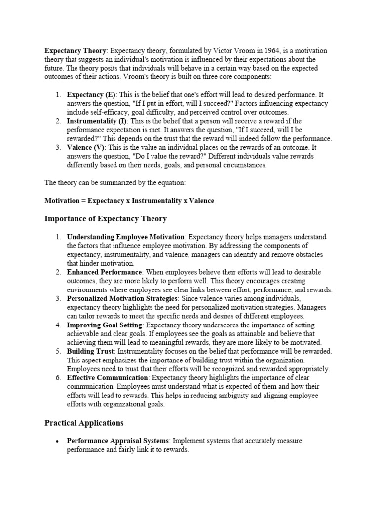 Understanding Expectancy Theory in Motivation | PDF | Motivational ...