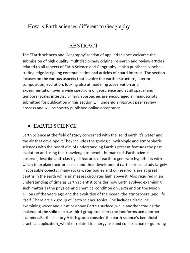 How Is Earth Sciences Different To Geography | PDF | Geography | Earth ...