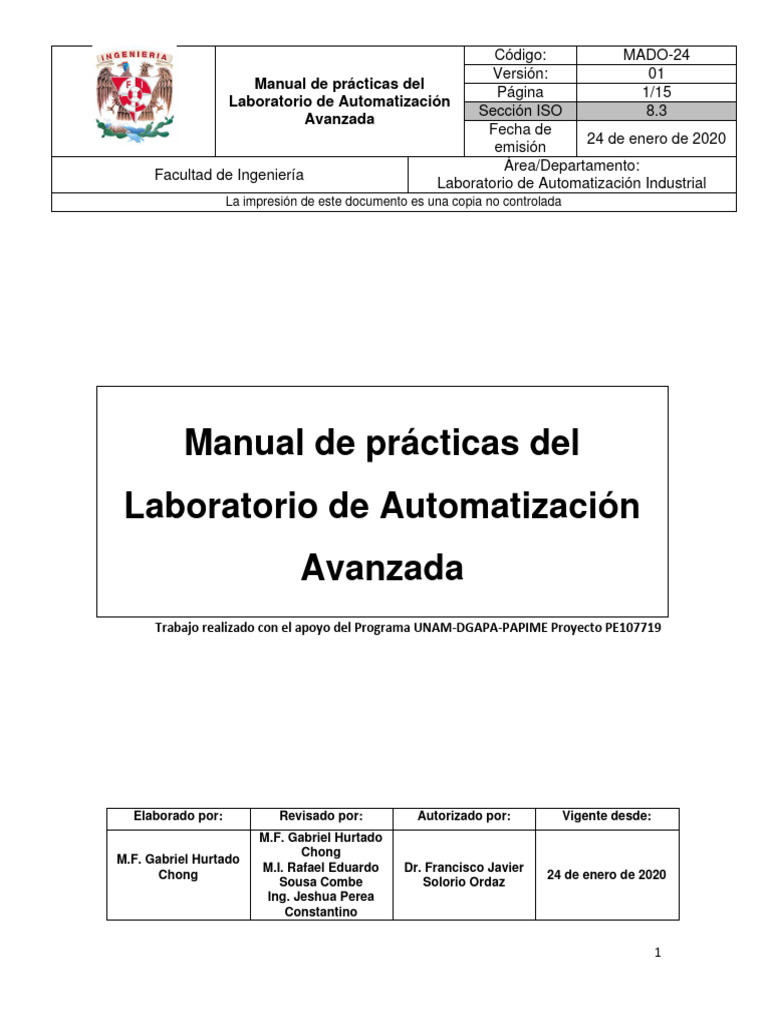 Manual de prácticas del Laboratorio de Automatización 2 - UNAM | Descargar gratis PDF | Programa ...