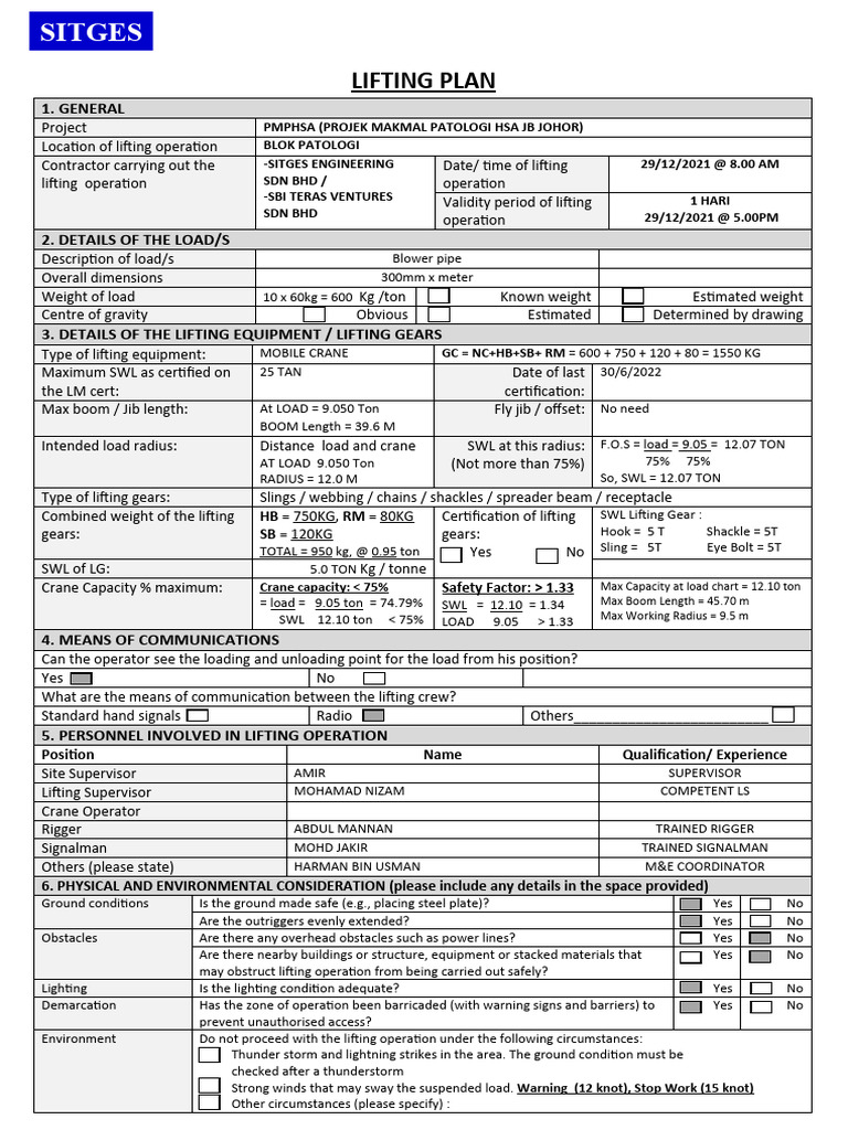 Lifting Plan Mobile Crane | PDF | Crane (Machine)