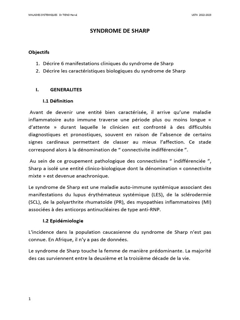 Comprendre le syndrome de Sharp | PDF | Maladie auto-immune ...