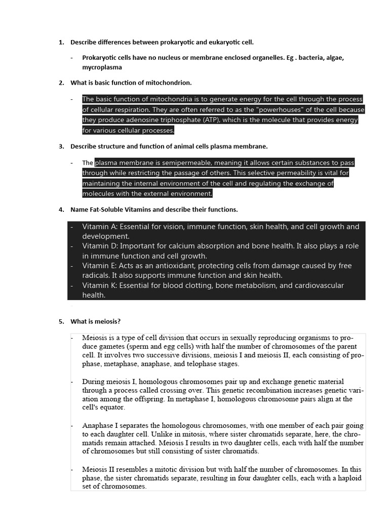 Sample Questions Biology | PDF | Meiosis | Dna