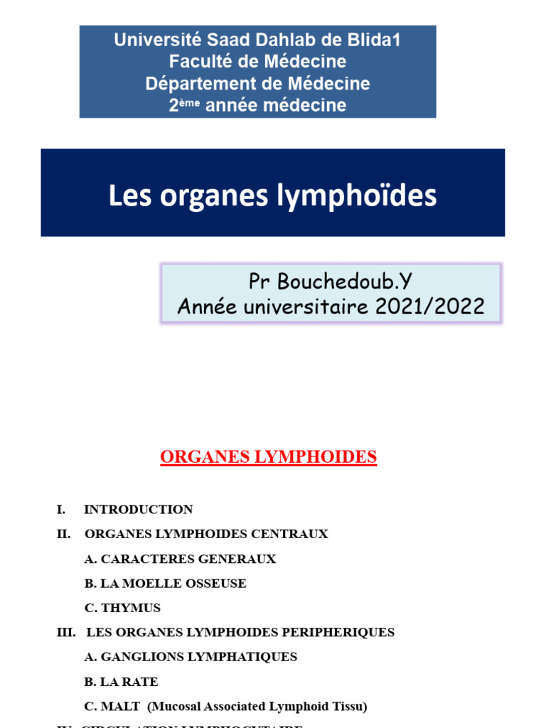 Copie de 1-Les Organes Lymphoïdes | PDF | Thymus (anatomie) | Système ...