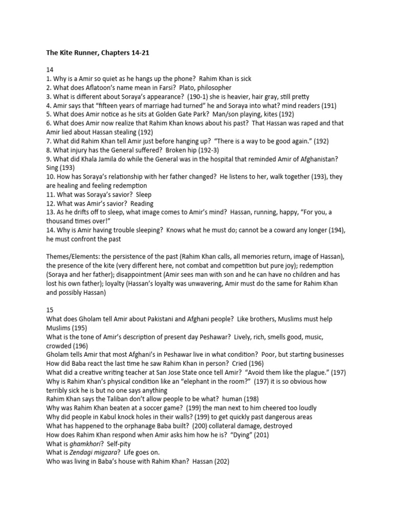 The Kite RunnerStudy Guide | PDF