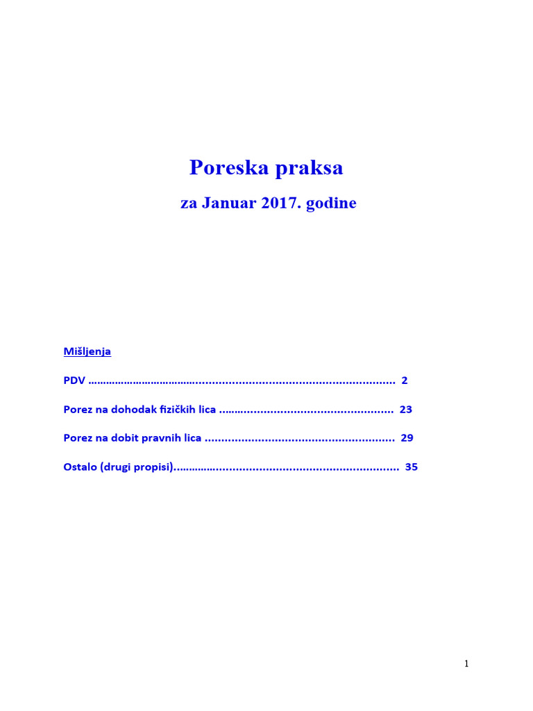 Poreska+praksa+za+Januar+2017 +godine+ | PDF