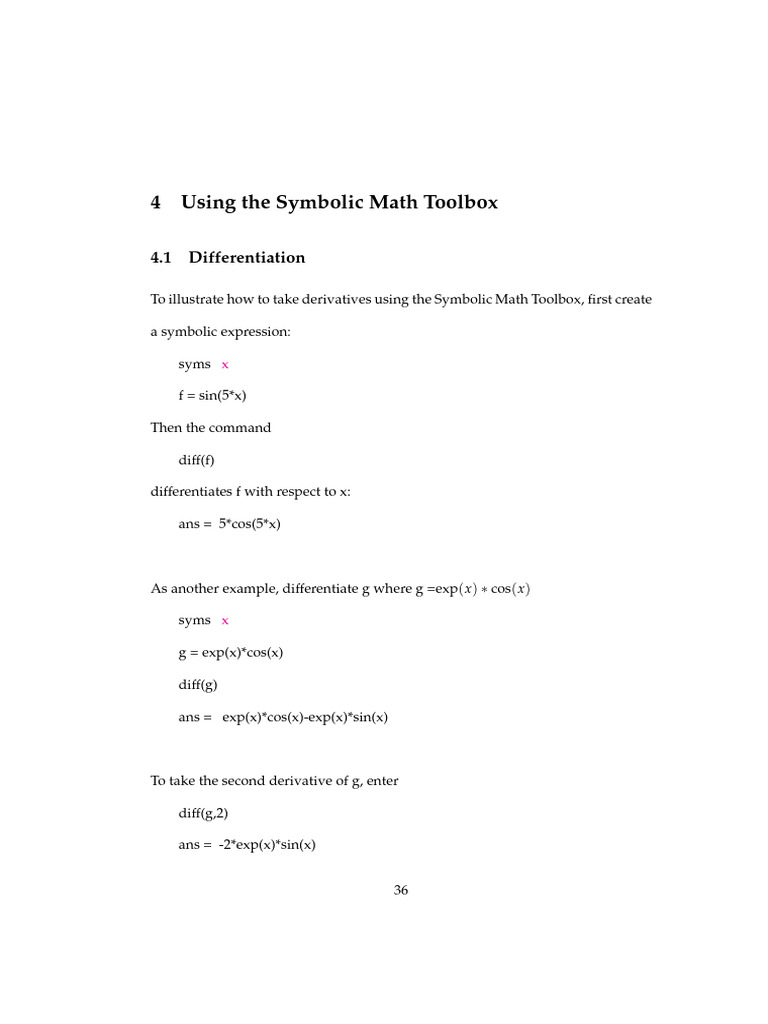 Sixth Lecture Pdf Derivative Matlab