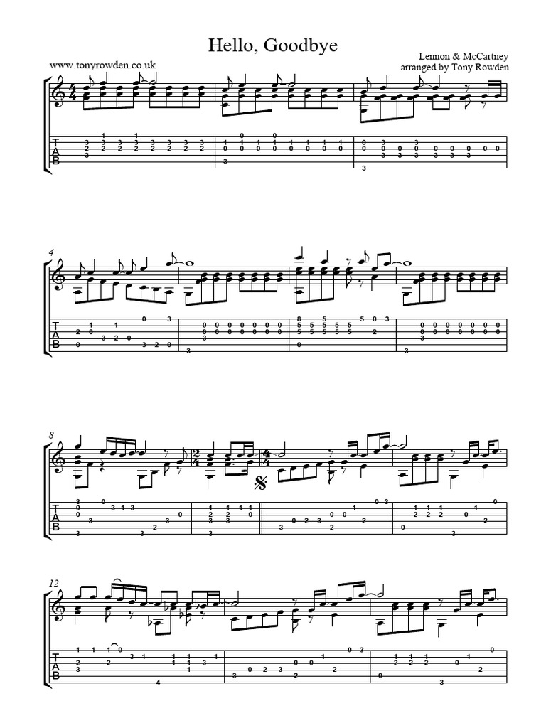 Hello, Goodbye | PDF | British Pop Songs | Song Recordings