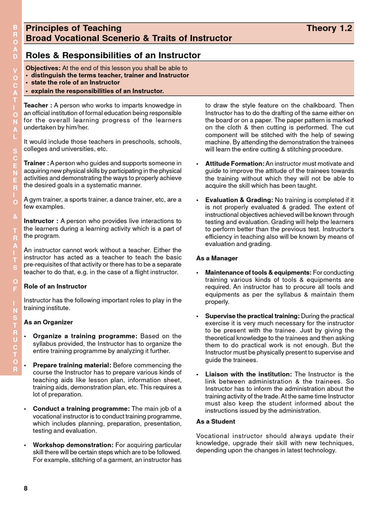 Lesson 1.2 Roles and Responsibilities of An Instructor | PDF | Teachers ...