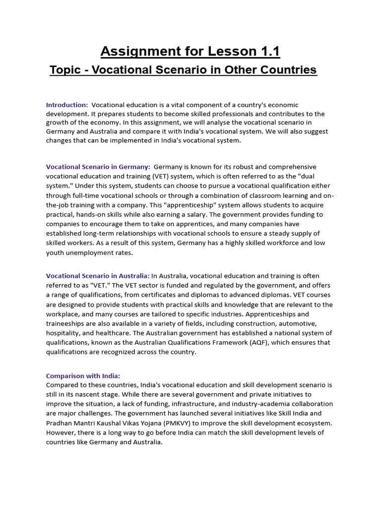 Assignment 1.1 | PDF | Vocational Education | Apprenticeship