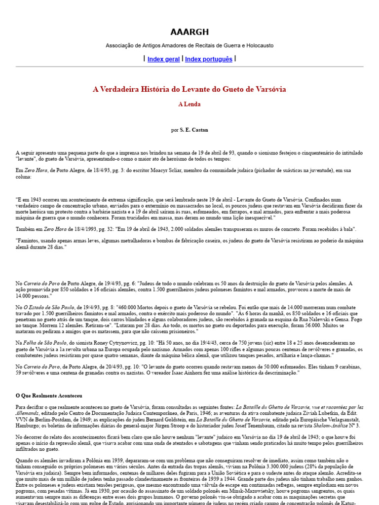 Desvendando o Levante do Gueto de Varsóvia | PDF | Alemanha nazista ...