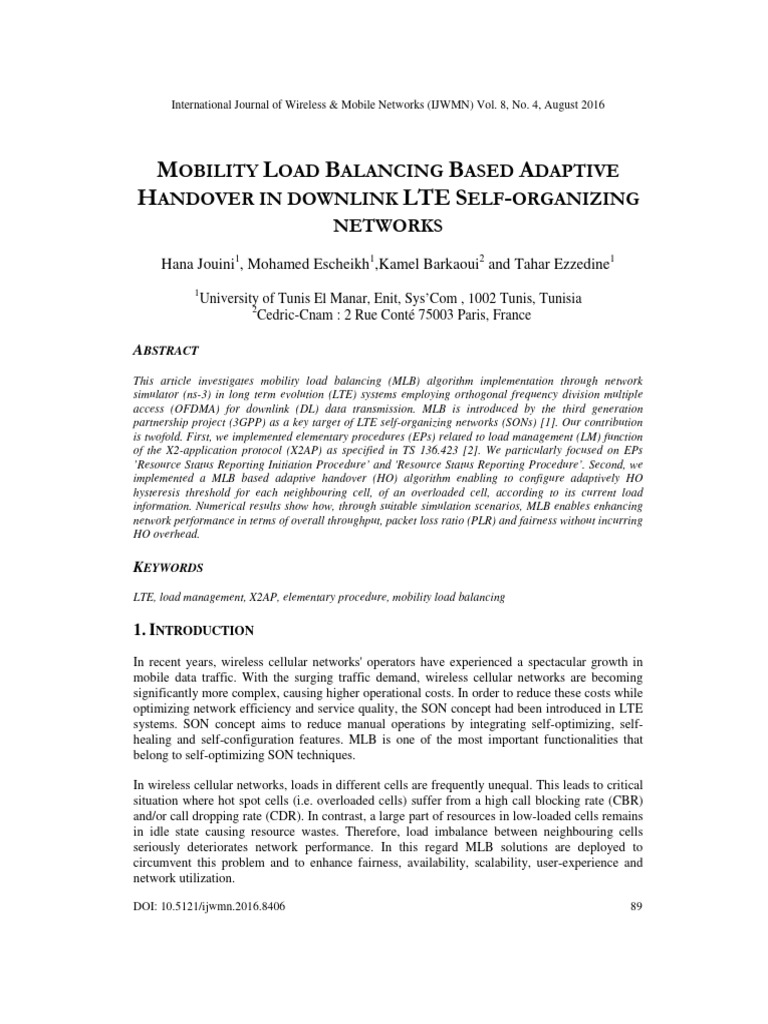 Mobility Load Balancing Based Adaptive H | PDF | Telecommunications ...