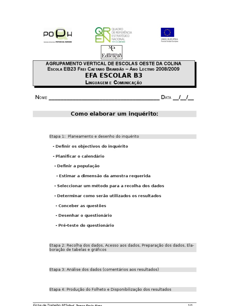 Ficha de Trabalho Nº3 - LC-Inquérito | PDF