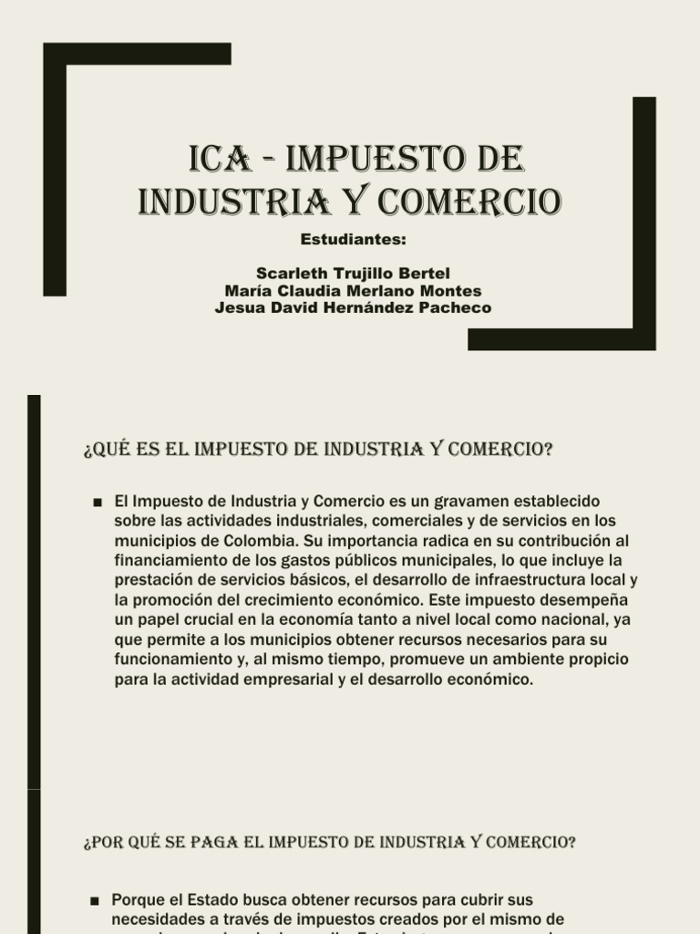Ica - Impuesto de Industria y Comercio | PDF | Impuestos | Economias