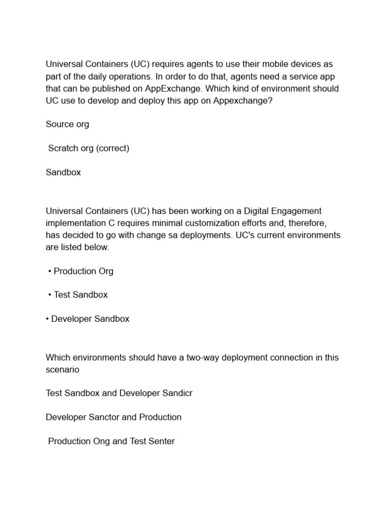 Universal Containers UC Requires Agents To Use Their Mobile Devices ...