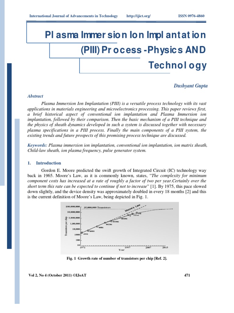 Plasma Immersion Ion Implantation (PIII) Process - Physics AND ...