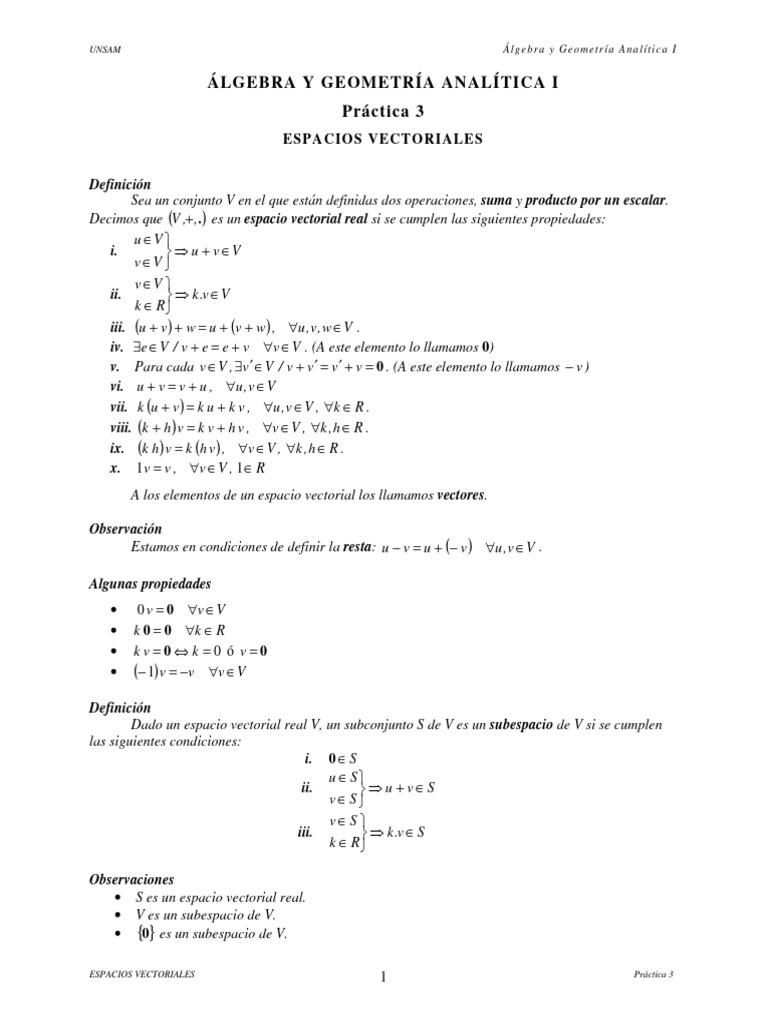 Práctica 3 Esp. Vect | PDF | Base (álgebra lineal) | Espacio vectorial