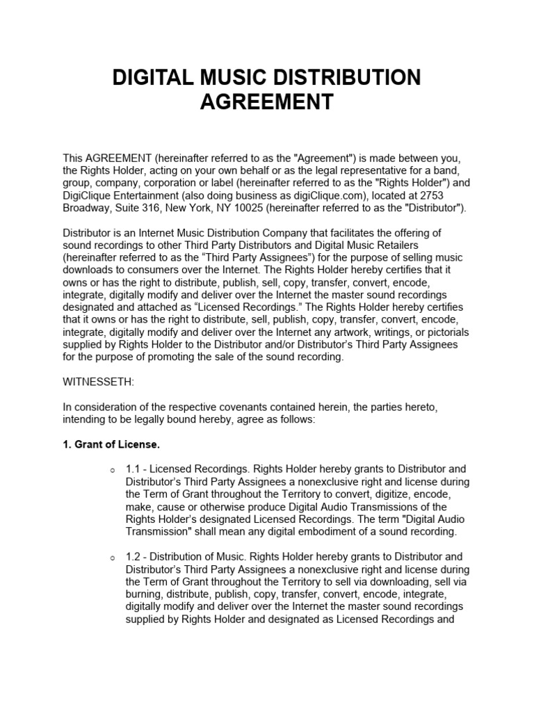 Boilerplate - Recording Distribution Agreement v2 | PDF | Royalty ...