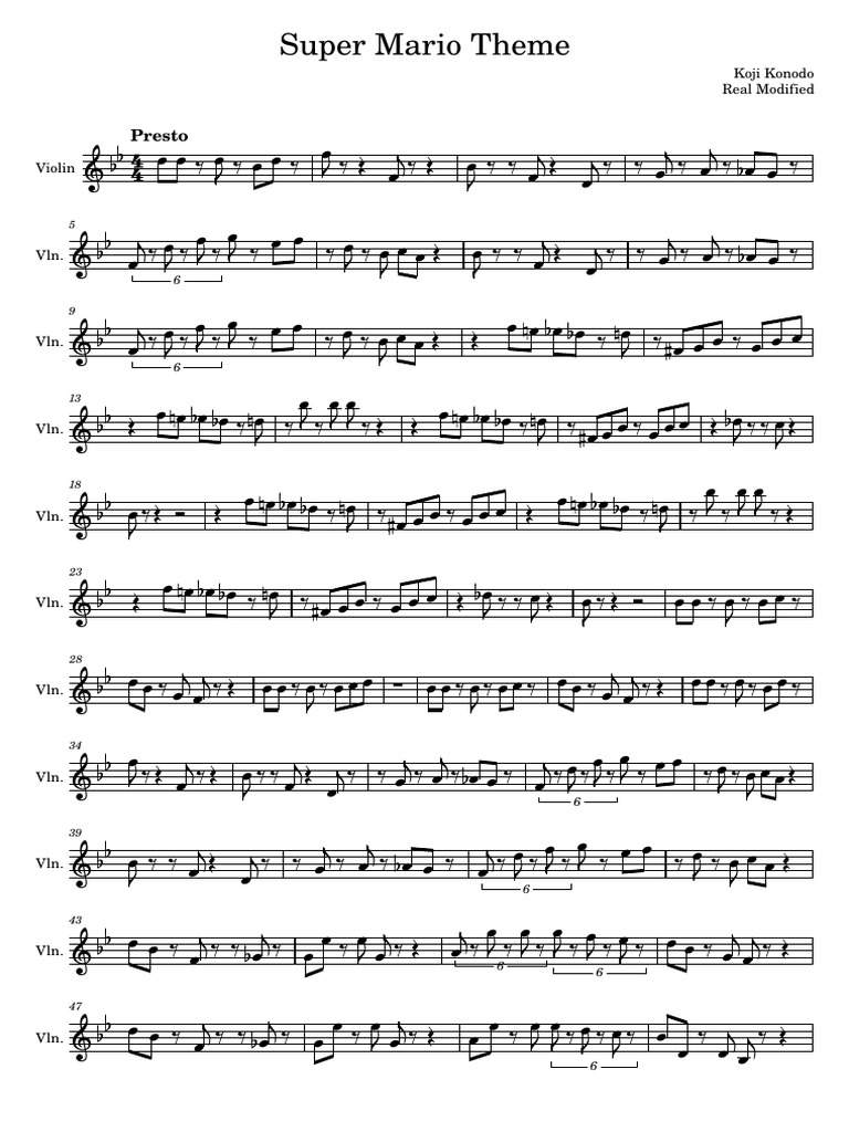 Super Mario Violin Part | PDF | Video Game Development Companies ...