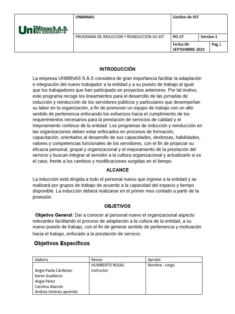 Programa de Induccion y Reinduccion | PDF | Business | Valores