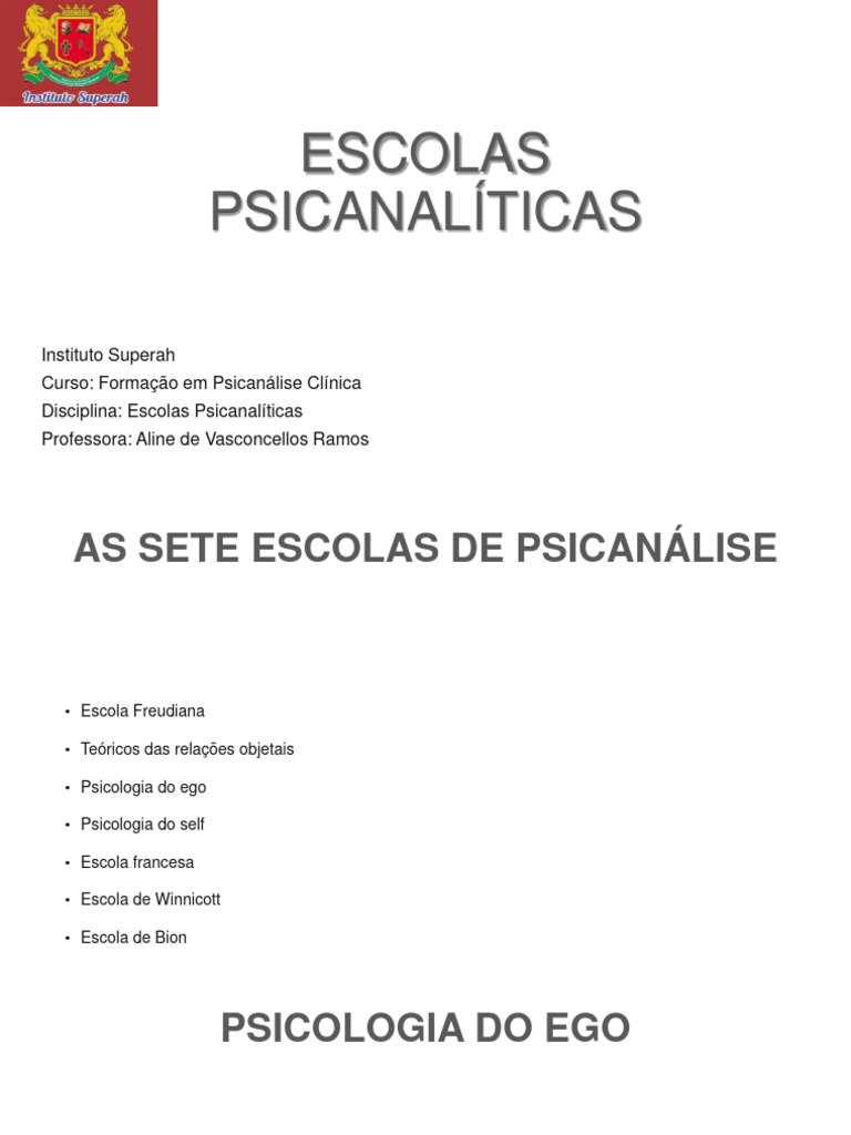 Escolas Psicanalíticas e Mahler | PDF | Psicanálise | Sigmund Freud