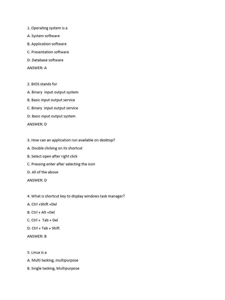 Chapter 2 MCQ Answer | PDF | Operating System | Graphical User Interfaces