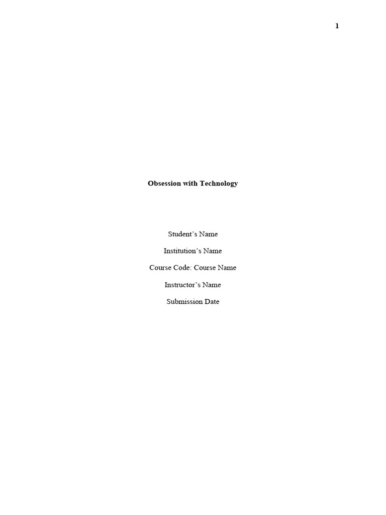 Obsession With Technology | PDF | Obsessive–Compulsive Disorder | Anxiety