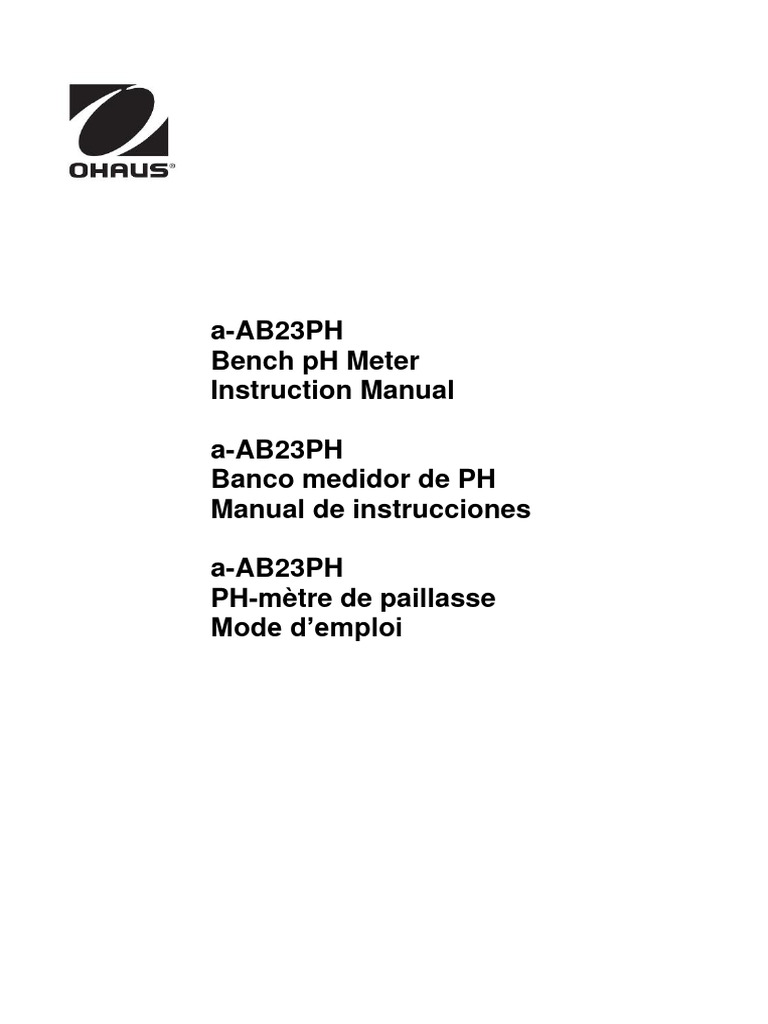 Manual pH-Metro Ohaus Modelo a-AB23PH | PDF | Ph | Buffer Solution