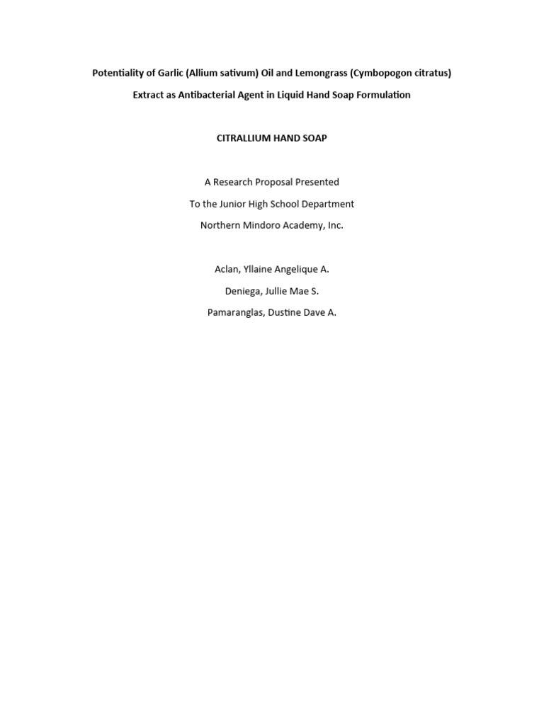 Antibacterial Soap for Students | PDF | Wellness | Science & Mathematics