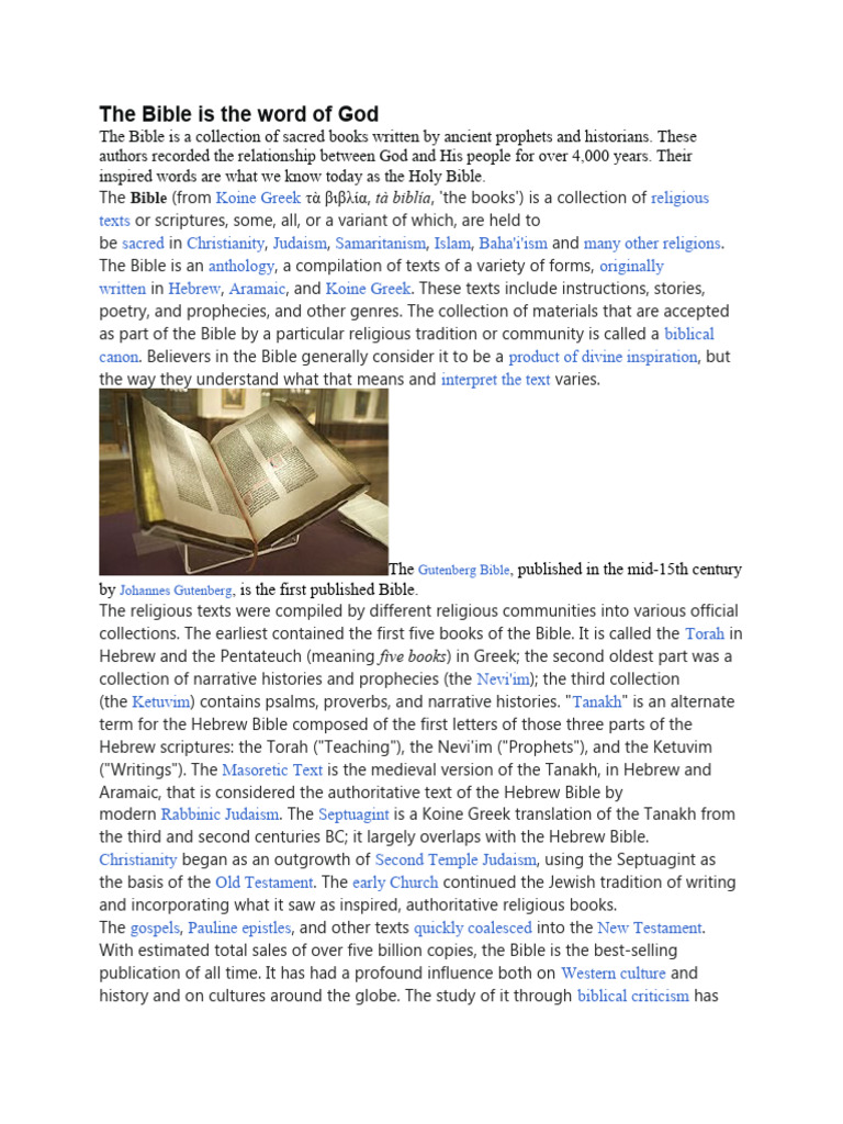 The Bible Is The Word of God | PDF | Bible | Hebrew Bible