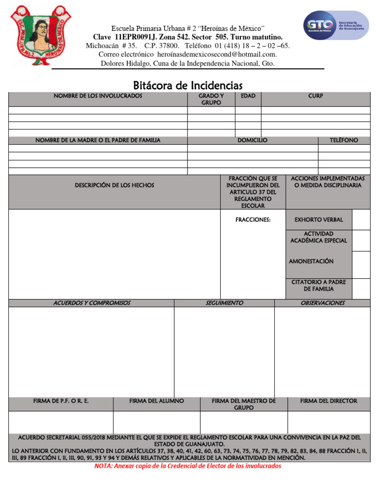 Bitacora de Incidencias | PDF