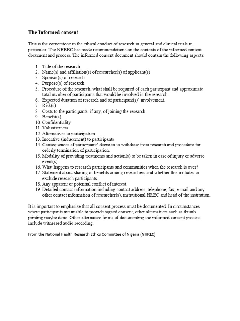 Essential Elements of Informed Consent | PDF | Social Science | Science ...