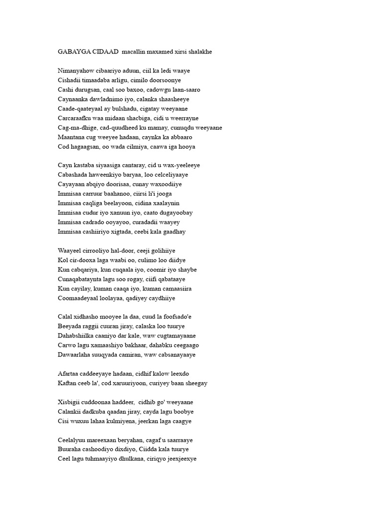 Gabaygii Cidaad | PDF