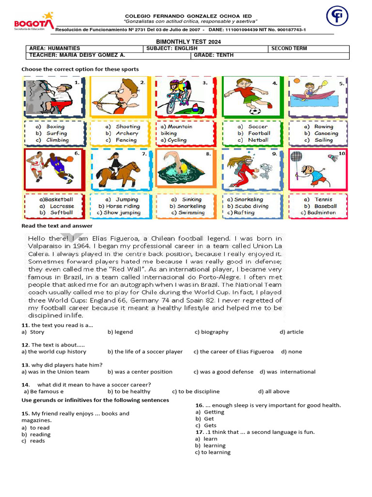 Bimonthly Test 10th II Term | PDF