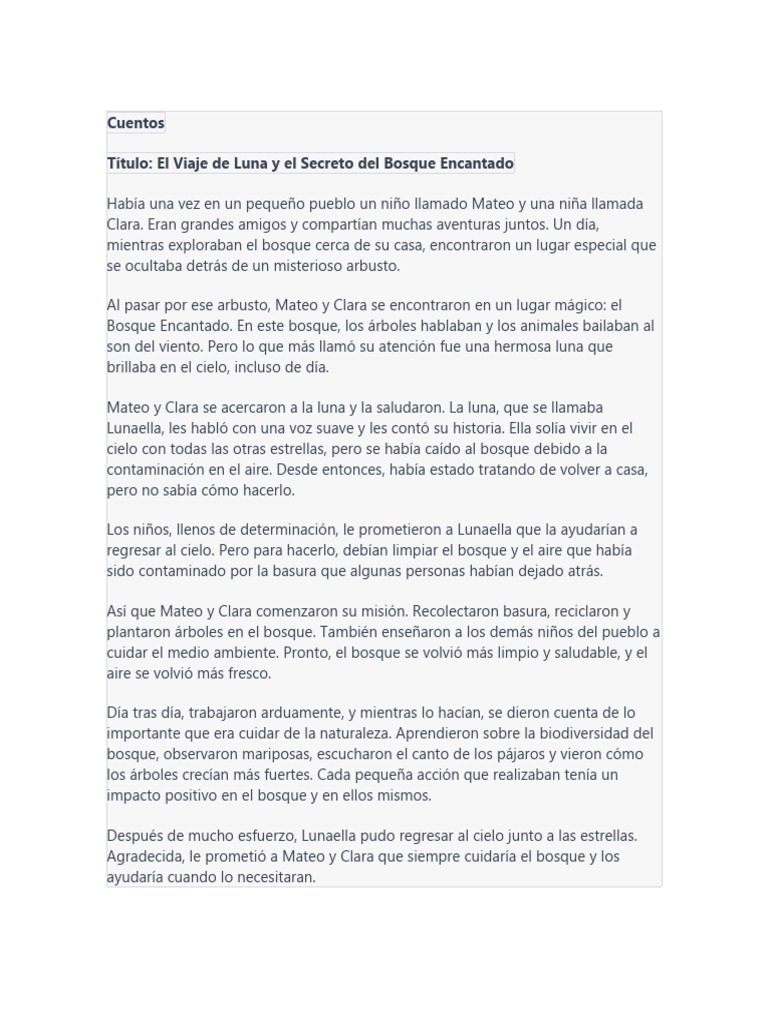 Cuentos Infantiles Para Publicar Pdf Cielo Luna