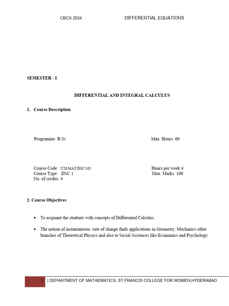 Differential and Integral Calculus 2024 | PDF | Derivative | Curvature