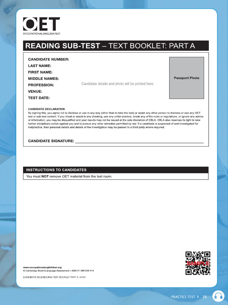 OET Reading Practice Part A Test 1 | PDF