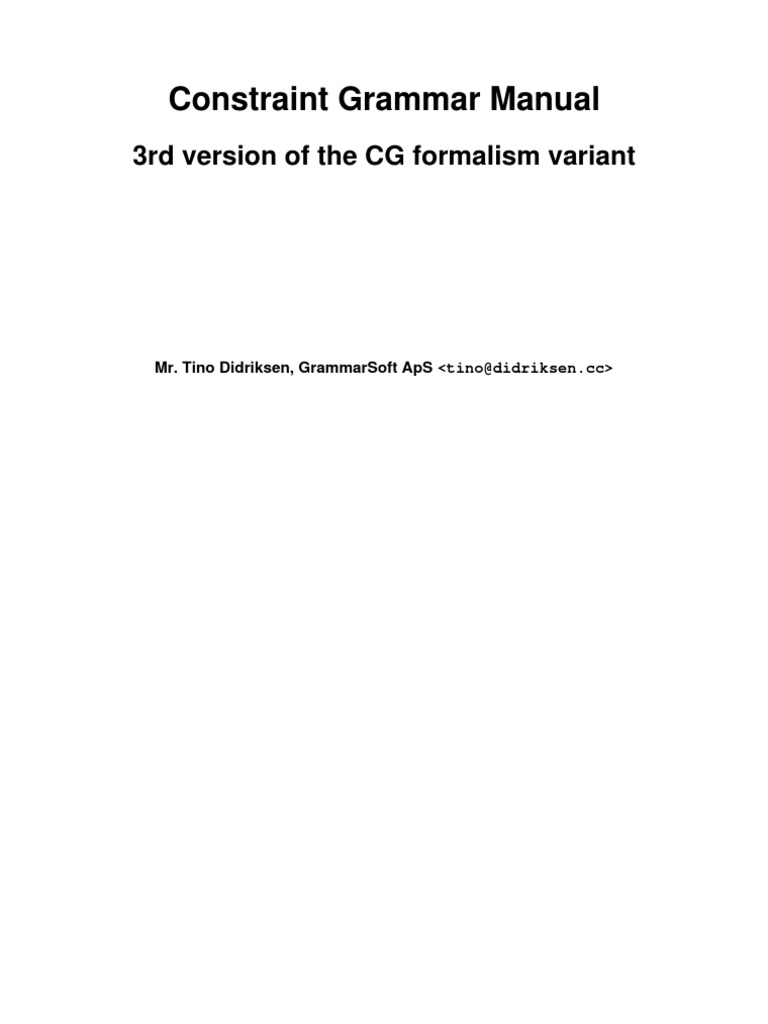 Constraint Grammar Manual | PDF | Software Engineering | Computer Engineering