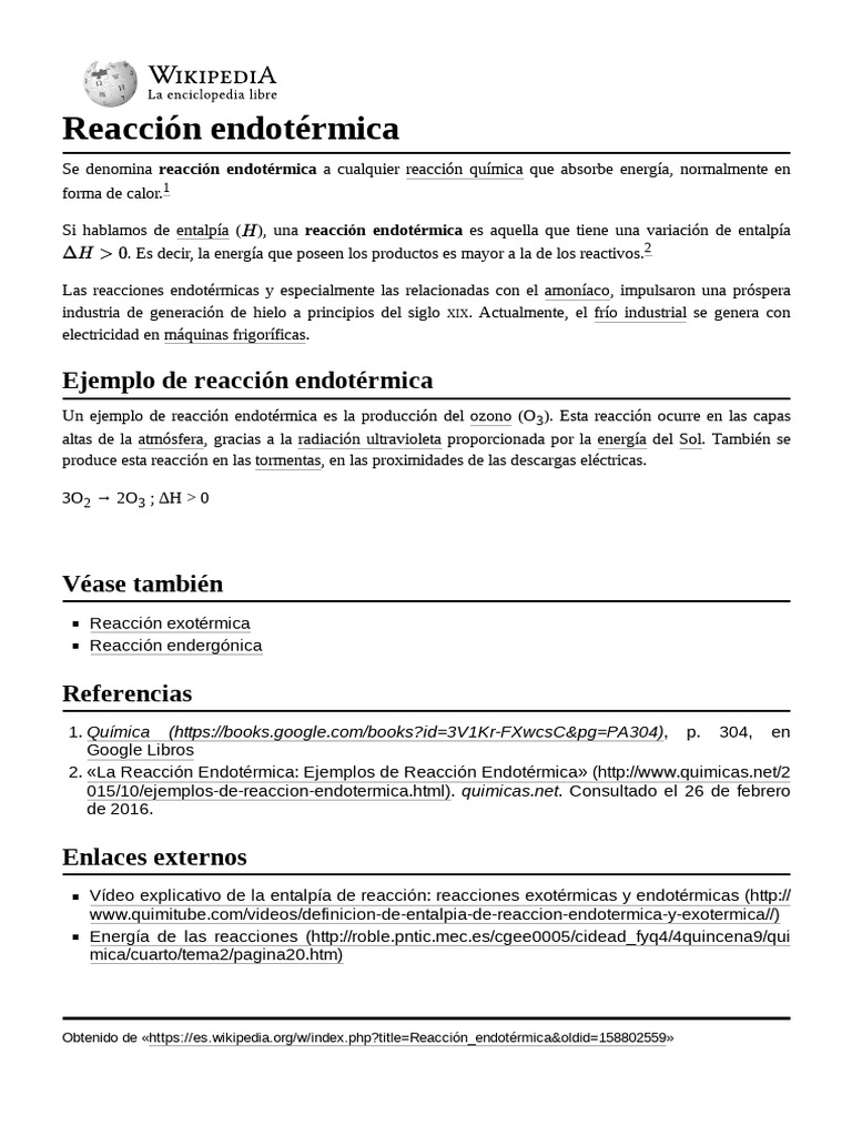 Reacción Endotérmica | PDF