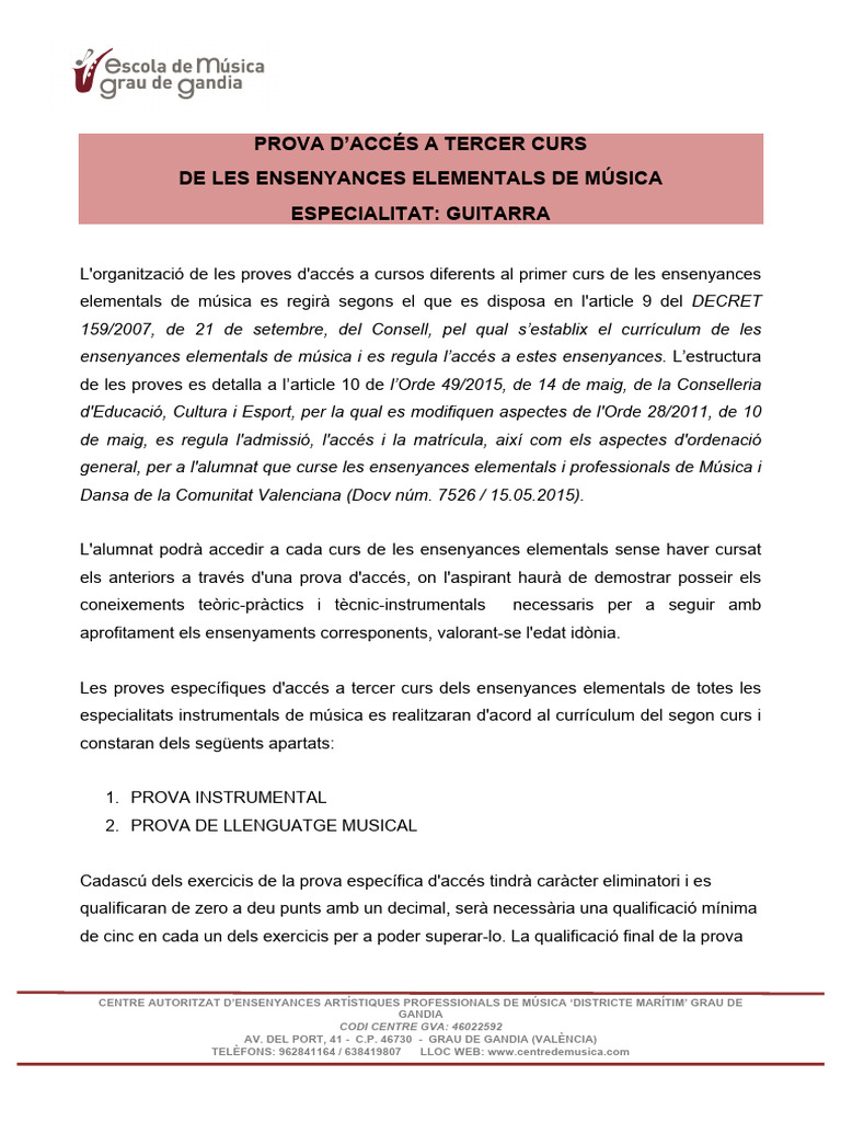 Accés 3EE Guitarra | PDF