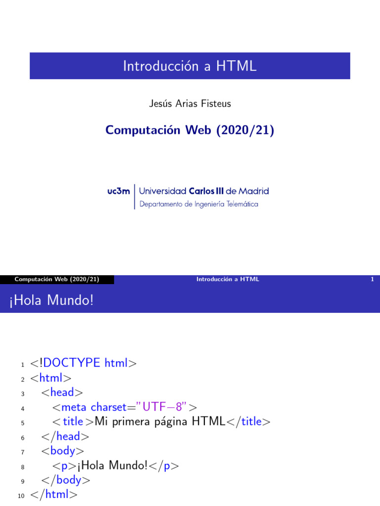 Introducción HTML Universidad Carlos III | PDF | HTML | Hipertexto