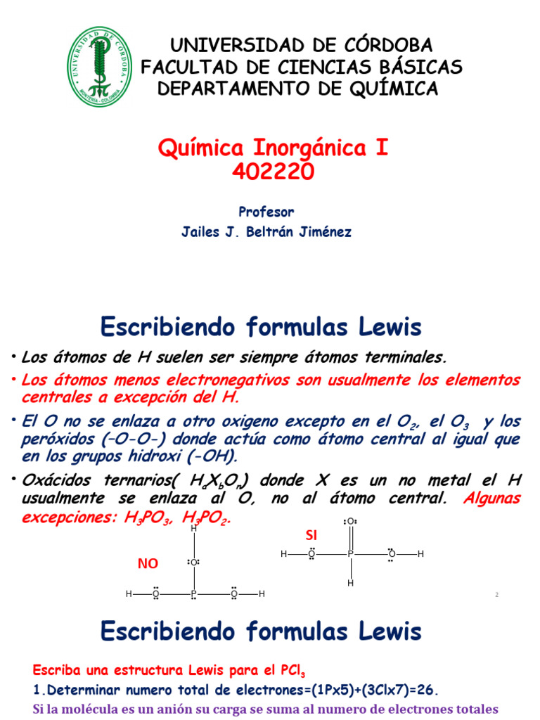 Diapositivas de Reapso. Teoria de Lewis, Carga Formal, Resonancia y ...