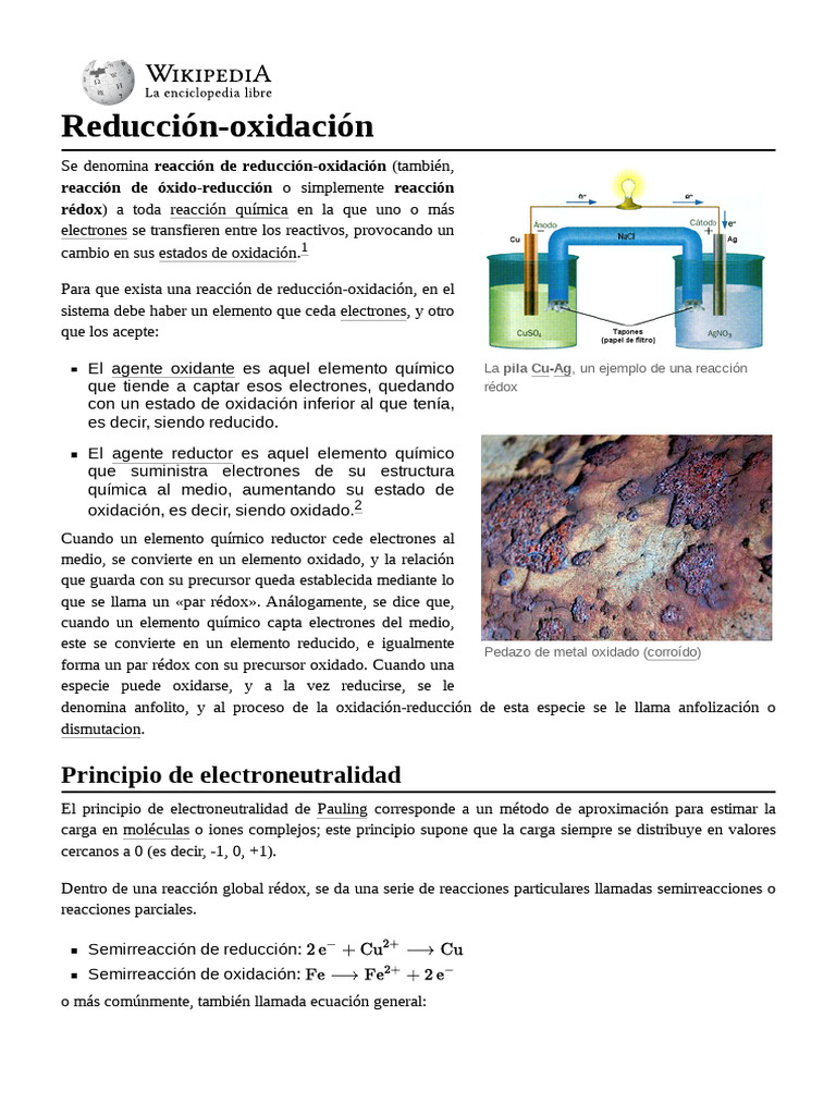 Reducción Oxidación | PDF | Redox | Química