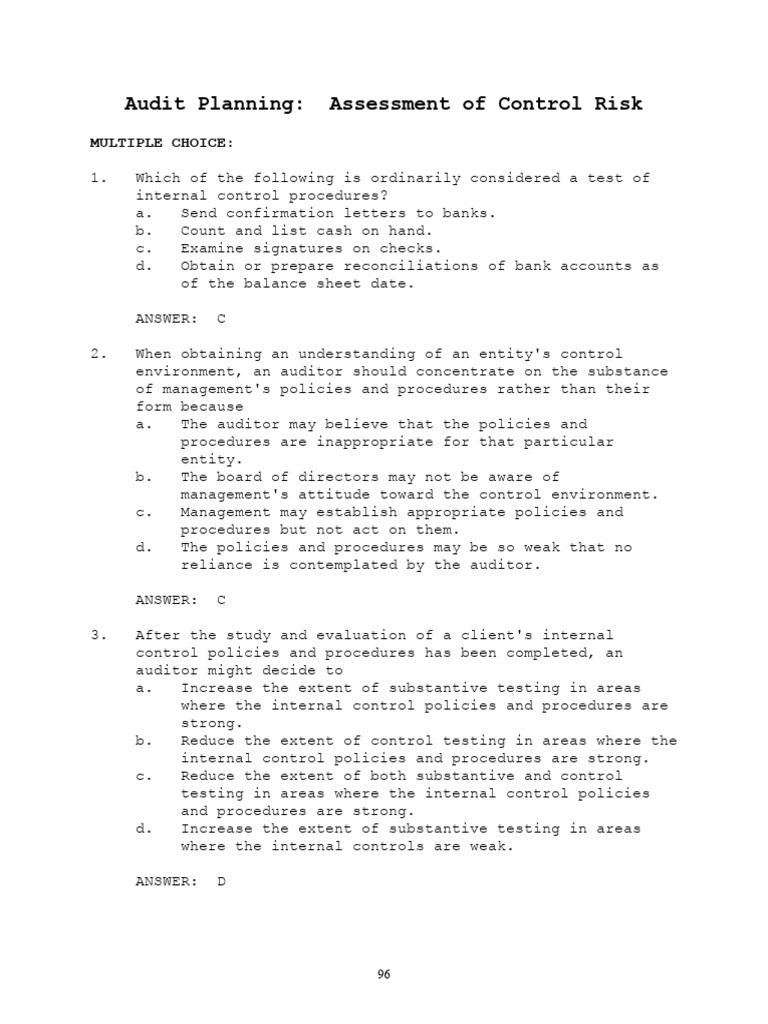 Ch07-Audit Planning Assesment of Control Risk | PDF | Internal Control ...