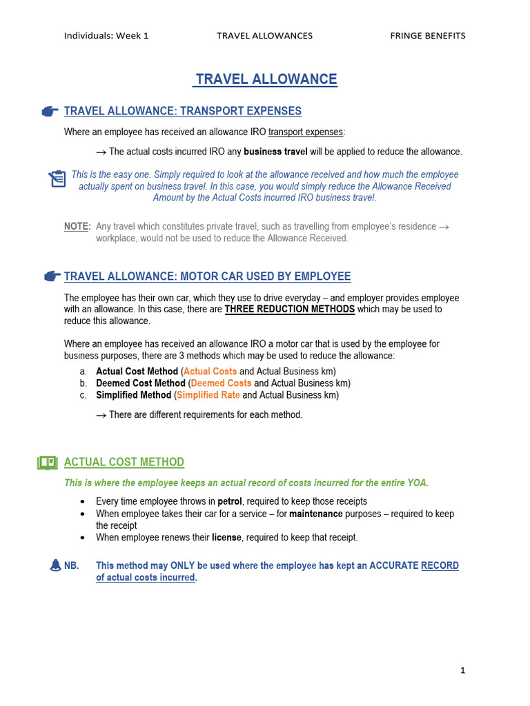 Travel Allowance | PDF | Debt | Employment